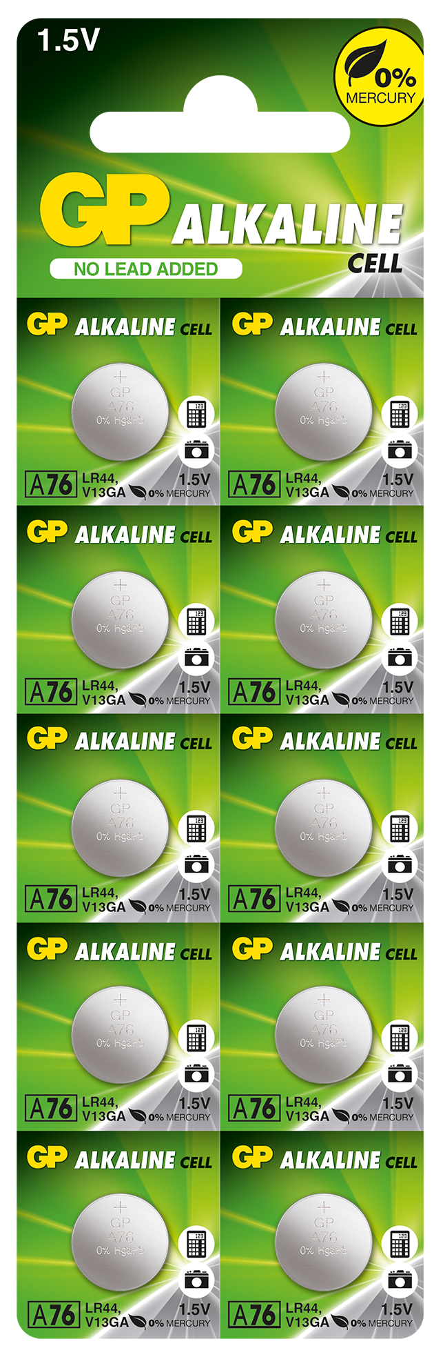 Alkaline Button Cell A76F | Single-Use Batteries | Mercury Free | GP ...